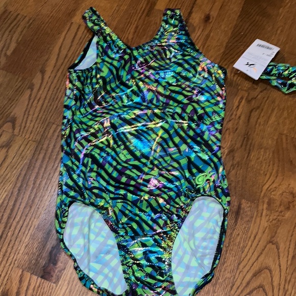 GK | Other | Nwt Metallic Green Blue Tiger Slash Print Gk Gymnastics ...